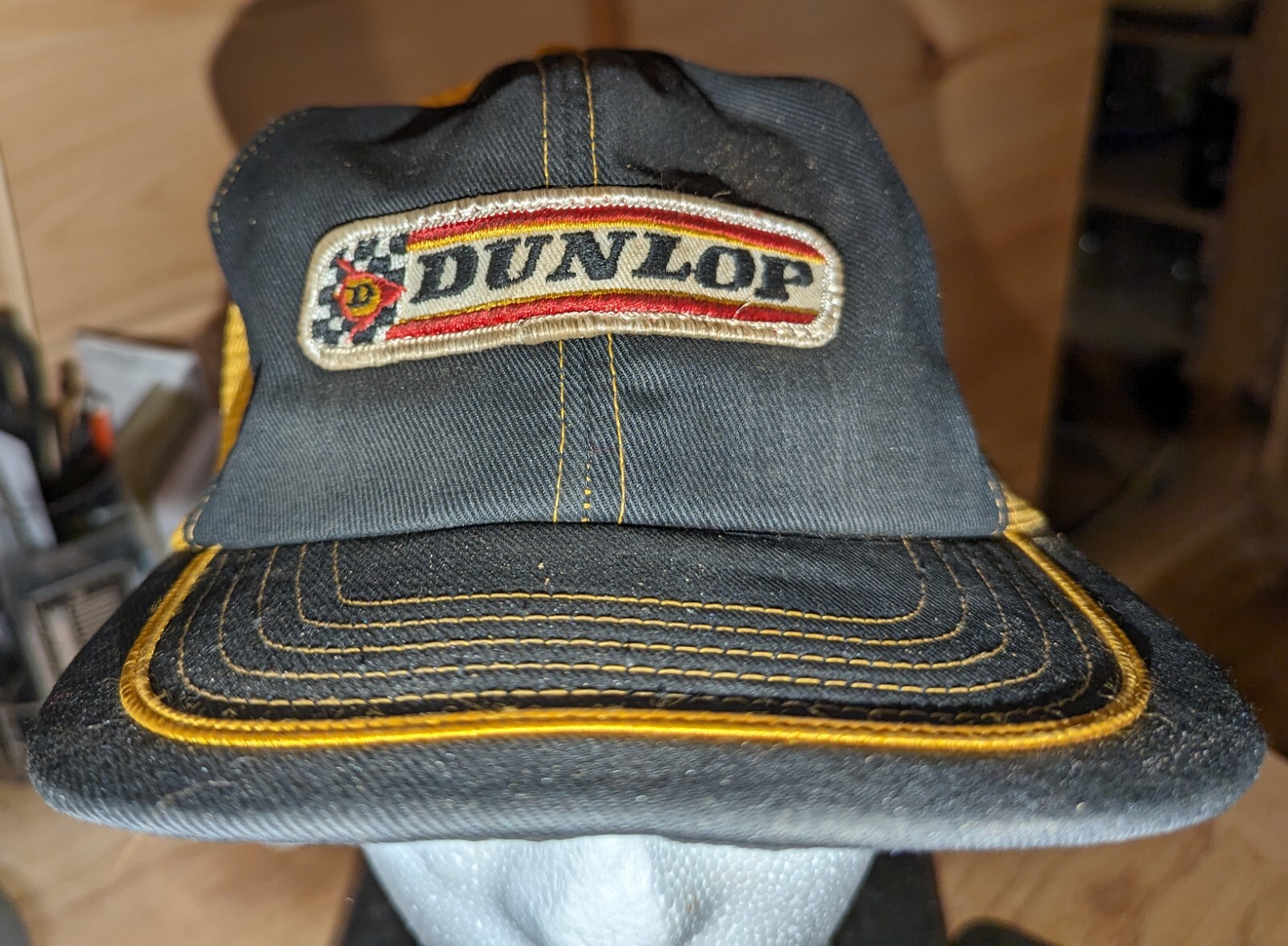 Vintage Dunlop Gold/Black Mesh Trucker Hat Snapback | eBay