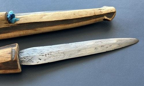 Vintage Handmade Wooden Tribal Folk Art Decorative Knife w Carved ...