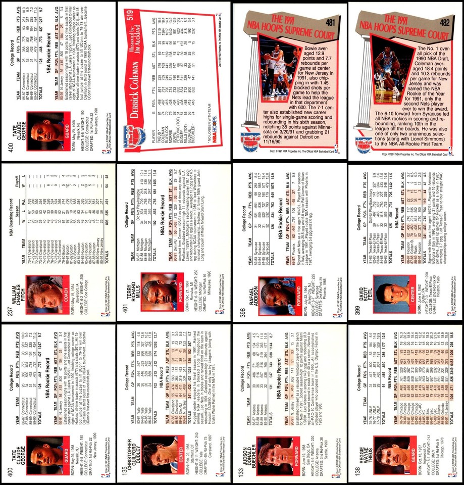 1991 Hoops New Jersey Nets (48) Card Lot - BRING HOME SOMETHING TRULY ...