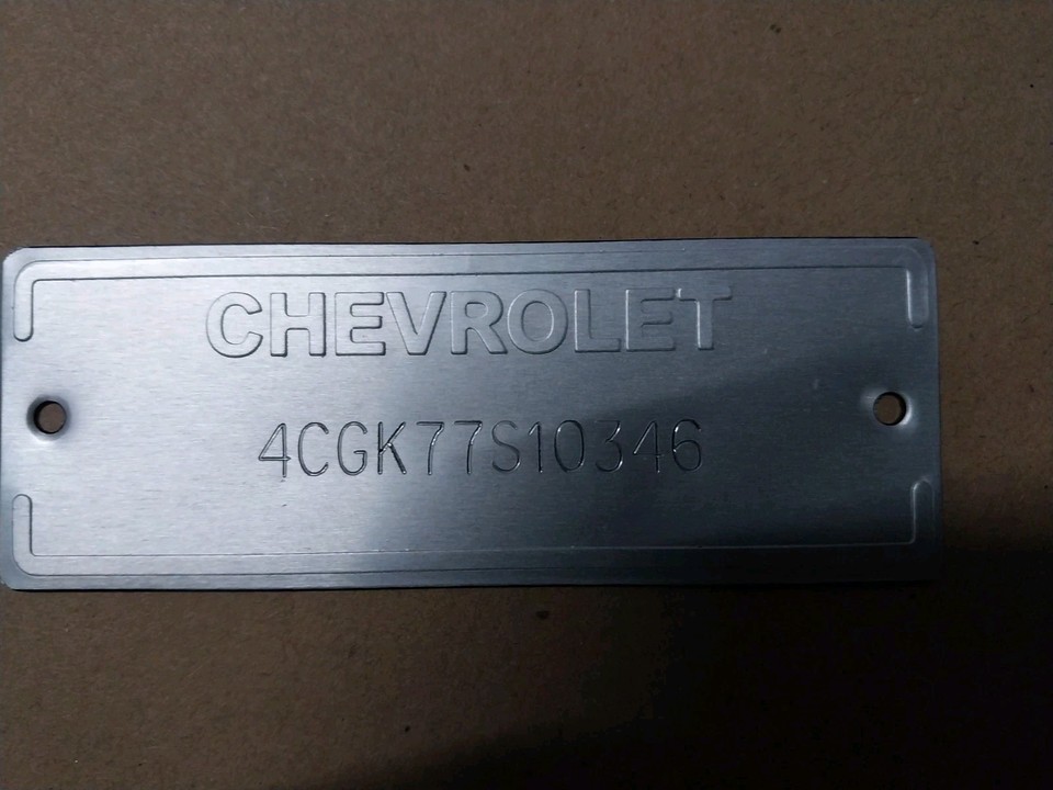 Door Aluminum Data Plate Fit For Chevrolet Chevy Engraved With Your ...