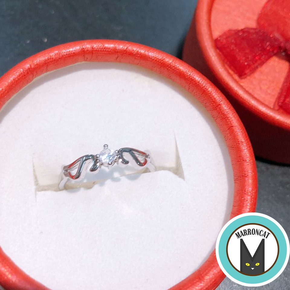 S925 Sterling Silver Couple Her & His Angels Wings Promise Ring ...