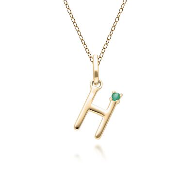 Initial H Emerald Letter Necklace in 9ct Yellow Gold | eBay