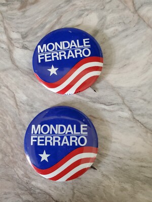 2- 1984 Mondale Ferraro Political Campaign Pin Button Presidential ...