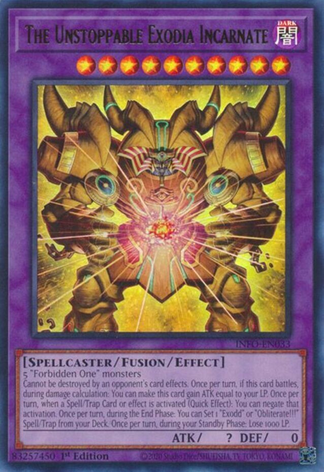 Yugioh! The Unstoppable Exodia Incarnate - INFO-EN033 - Ultra Rare ...