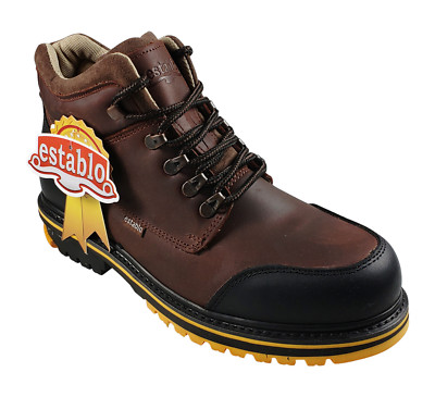 Men's Work Boots Establo Style 566 Grasso Leather Crazy Black/Brown | eBay