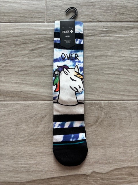 STANCE Party's Over Crew Socks Size Large (9-13) White Blue Rainbow ...