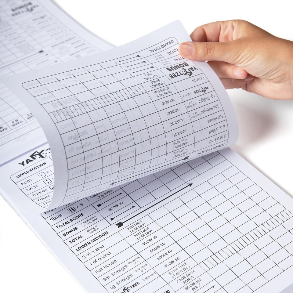Perforated Yahtzee Score Pads: 120 Easy Tear Off Score Sheets, Large ...