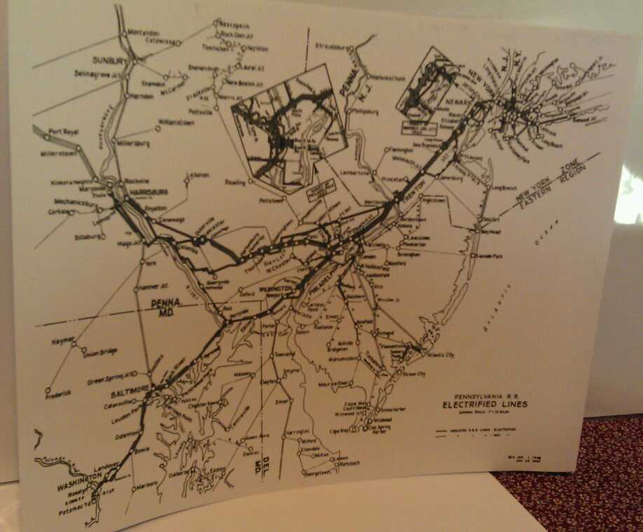 1946 PRR Pennsylvania Railroad Electrified Lines Route Map Repo Poster ...
