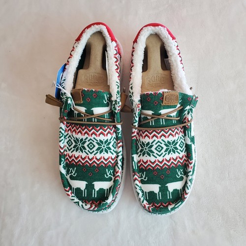 Hey Dude Wally Ugly Sweater Lined Shoes Men’s Size 10 Green Christmas ...