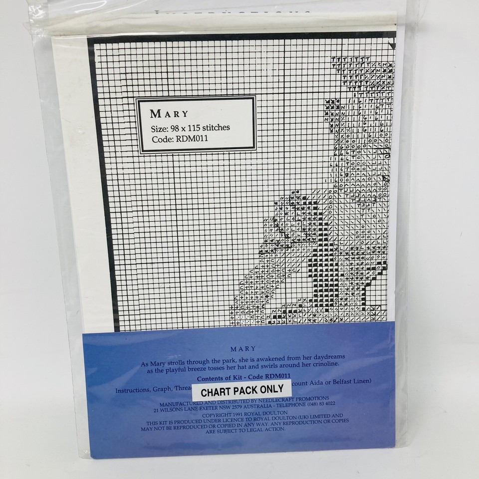 Royal Doulton Cross Stitch “Mary” in a blue dress - Chart Pack Only ...