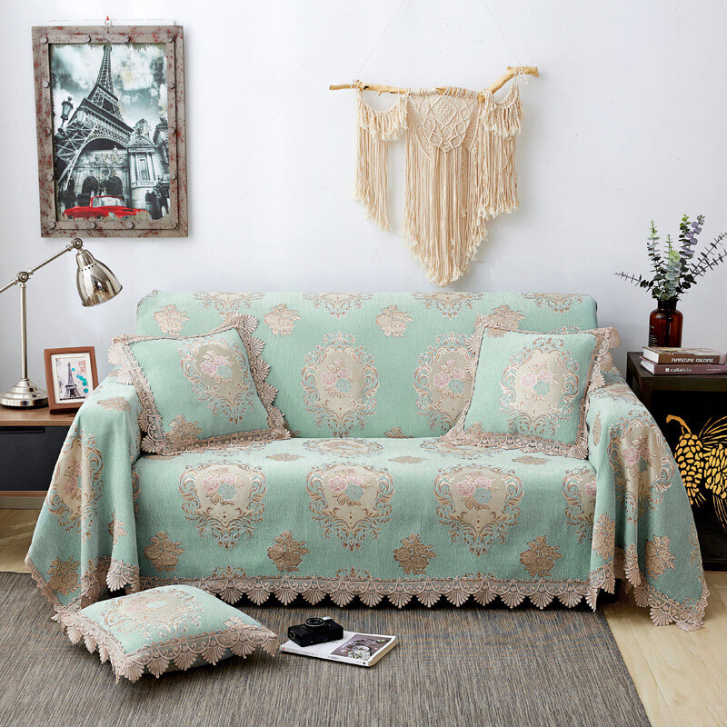 European Chenille Lace Sofa Slipcover 3 Seater Couch Cover Furniture ...