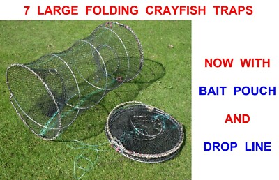 7 LARGE RON THOMPSON CRAYFISH TRAPS LIVE BAIT LOBSTER PRAWN CRAB DROP ...