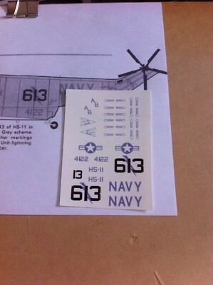 Sikorsky SH-3H Sea King U.S.Navy 1:72 scale decals | eBay