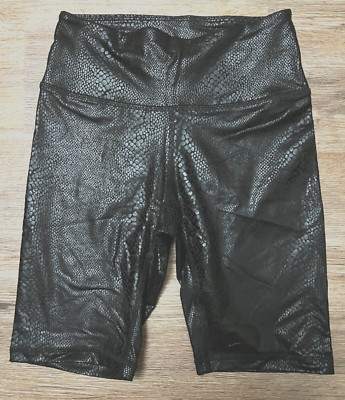 Womens Shorts Size Small Rae Mode Brand Black Snake Skin Print Biker ...