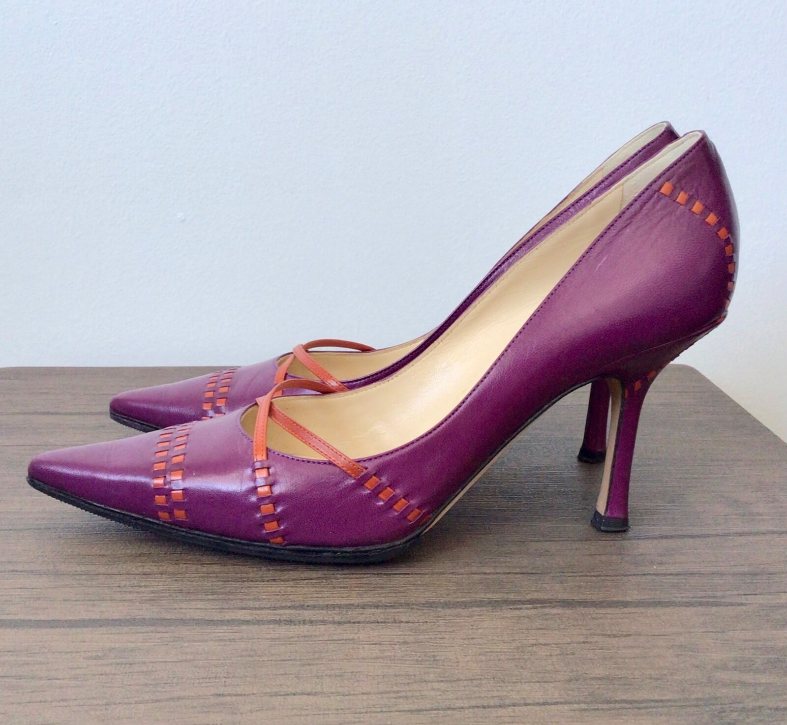 Rare! JIMMY CHOO London Purple & Burnt Orange Heel Pu… - Gem