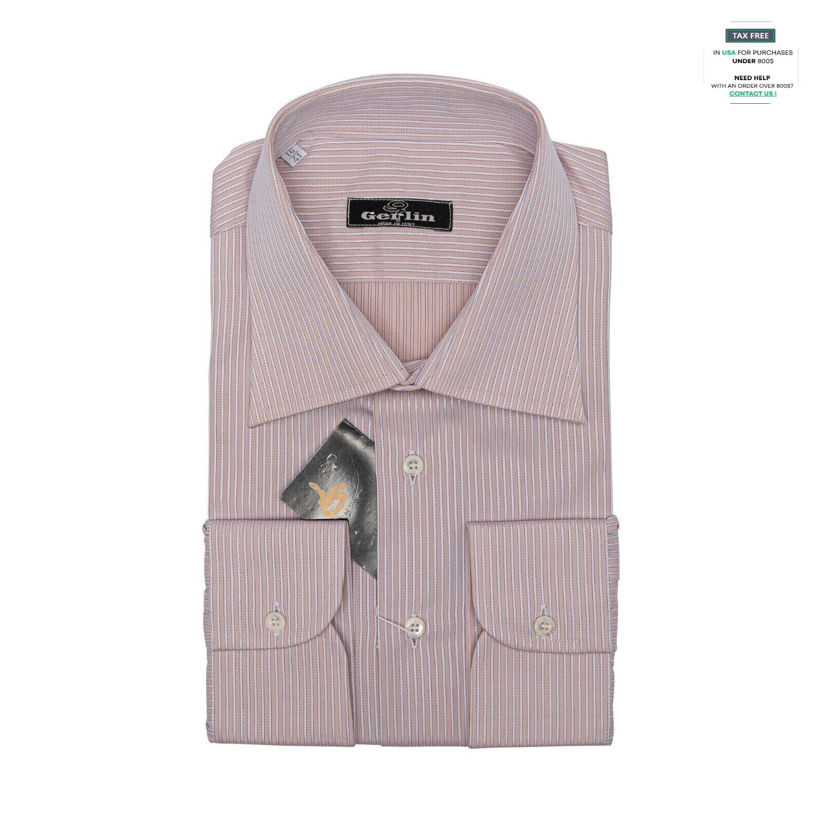 690$ LUXURY GERLIN Shirt Peach SUPRALUX ALUMO Cotton 16-41 - 1C BIJAN ...