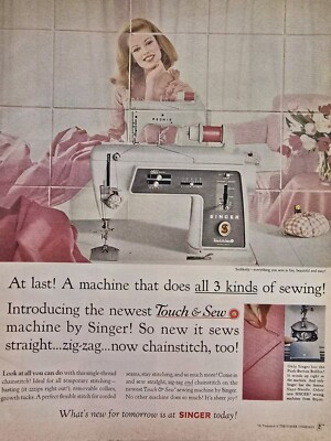 1965 Touch & Sew Singer sewing machine straight zigzag chainstitch ...