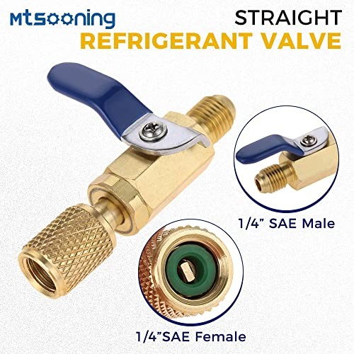 Air Conditioner Ball Valve 1/4" SAE Adapter Straight Refrigerant Valve ...