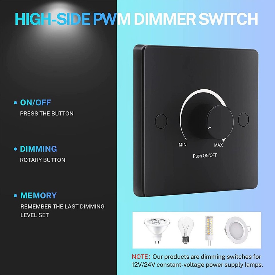 LED Dimmer DC 12V-24V Dimmer Switch Rotary Light Switch Rotary Dimmer ...
