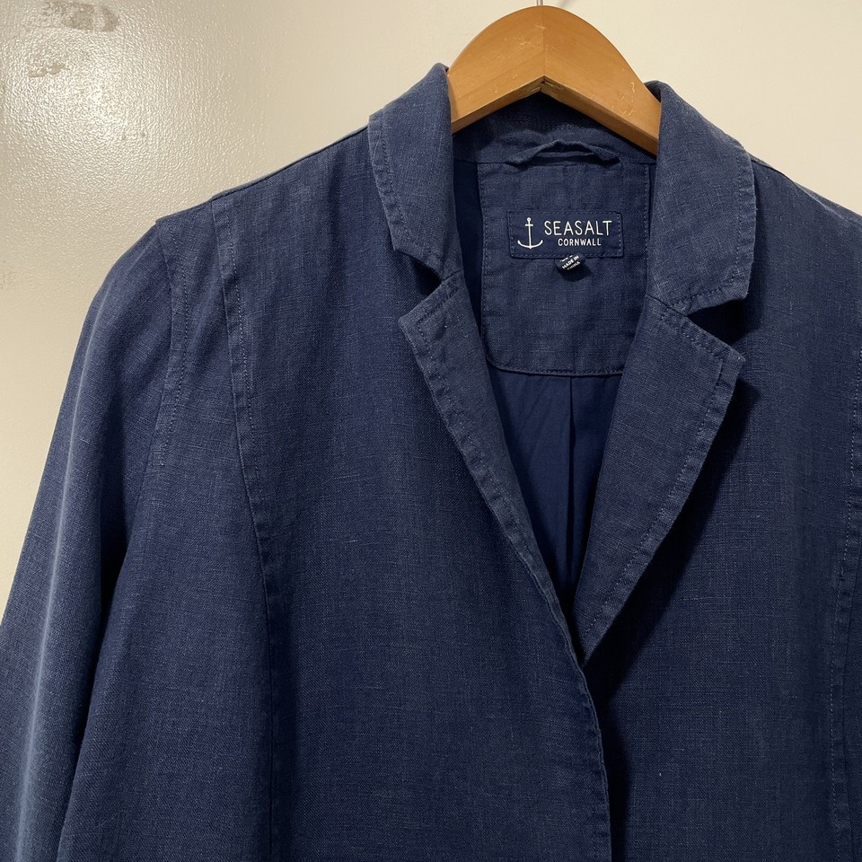 Seasalt Coast Light Blazer Size 10 Linen Lined Pockets Blue | eBay UK