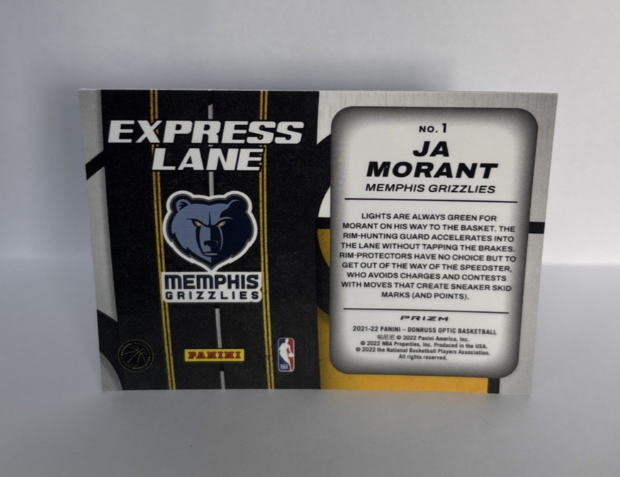 2021-22 Ja Morant Panini Donruss Optic Express Lane Purple Prizm ...