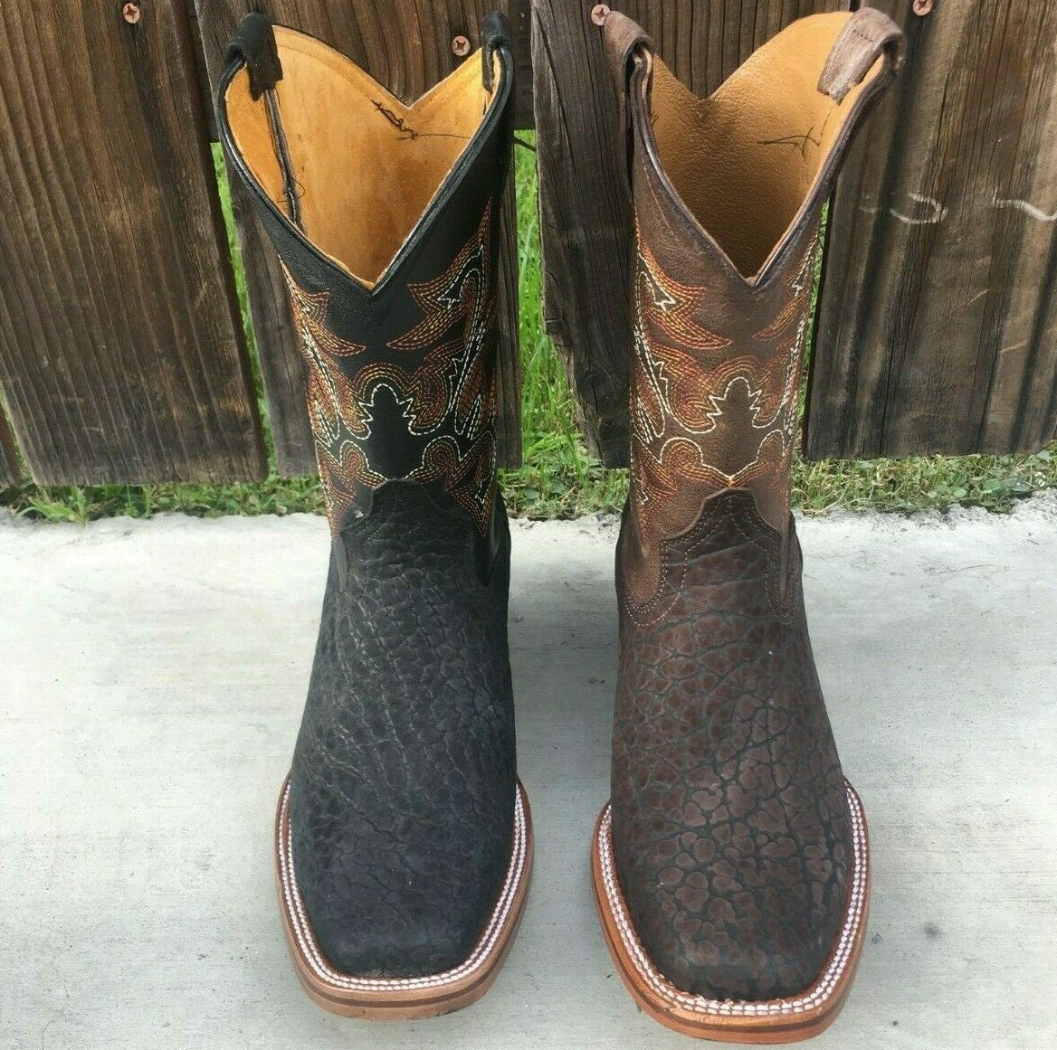 MENS WESTERN RODEO COWBOY BOOTS BULL NECK LEATHER SQUARE TOE BOTA ...