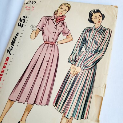 Simplicity 2289 Vintage 40s Dress Pattern Bust 32 INCOMPLETE | eBay
