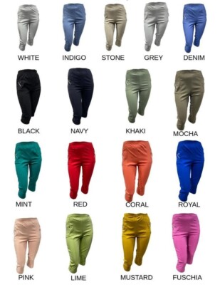 Women Capri Trouser Elasticated Cherry Berry Cropped 3/4 Ladies Plus ...