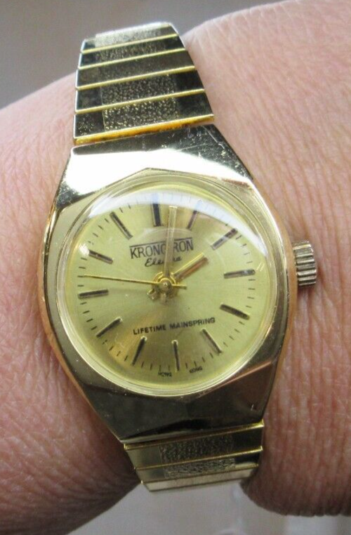 KRONOTRON ELECTRA~ LIFETIME MAINSPRING, DUST PROOF CASE~ GOLD ...