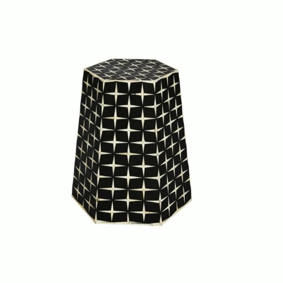 Handmade Bone Inlay Hexagonal Shaped Geometric Pattern Stool for home ...