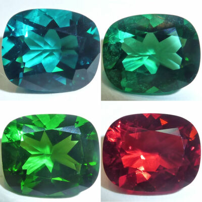Lab Created Helenite Green Red Teal Cushion (26 options) Gems since ...