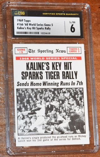 1969 Topps #166 '68 World Series Game 5 - Kaline's Key Hit - CSG 6 Ex ...