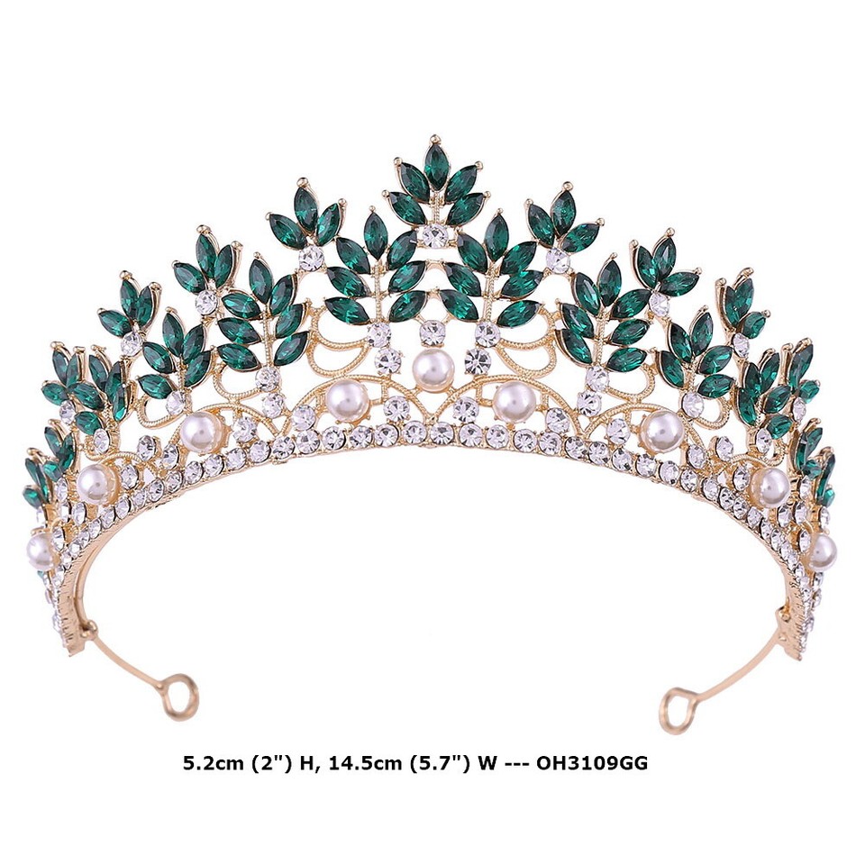 55 Styles Green Crystal Queen Princess Tiara Crown Wedding Princess For ...