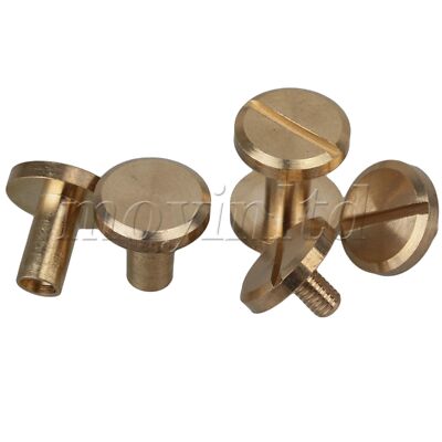 20 pcs PU Leather Craft Solid Brass Nail Rivets Flat Chicago Binder ...