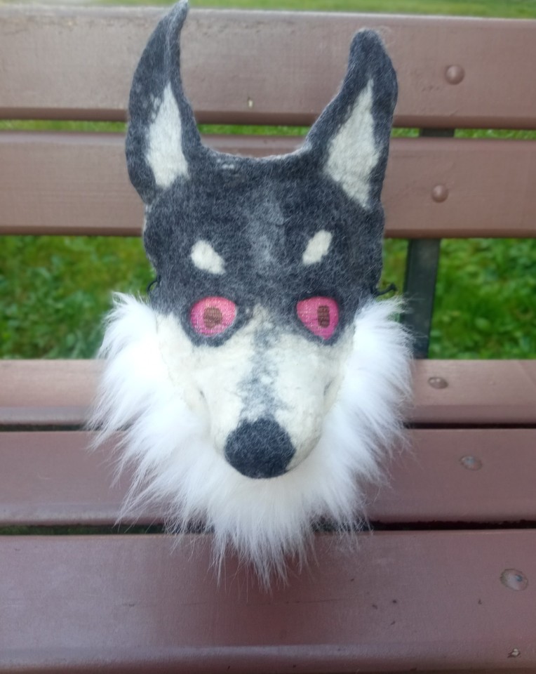 Felted dog wolf mask unisex adults.cosplay mask.animal mask.therian ...