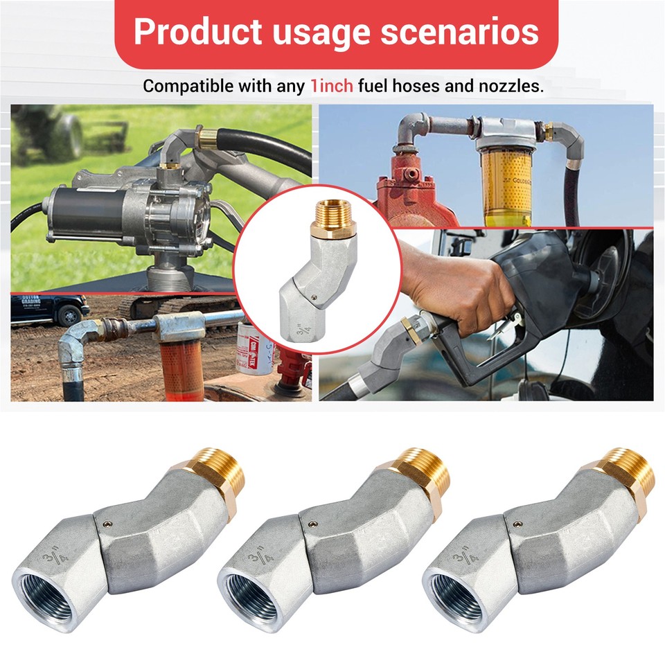 3PCS Car Fuel Swivel 3/4 Inch NPT Fuel Transfer Hose Swivel 360 Rotate ...