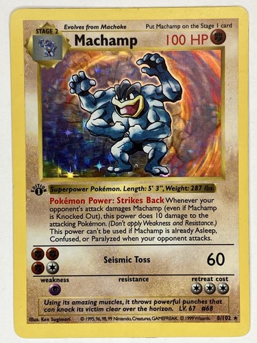 Machamp MP 1st Edition Shadowless Base Set 8/102 Pokemon TCG Holo | eBay