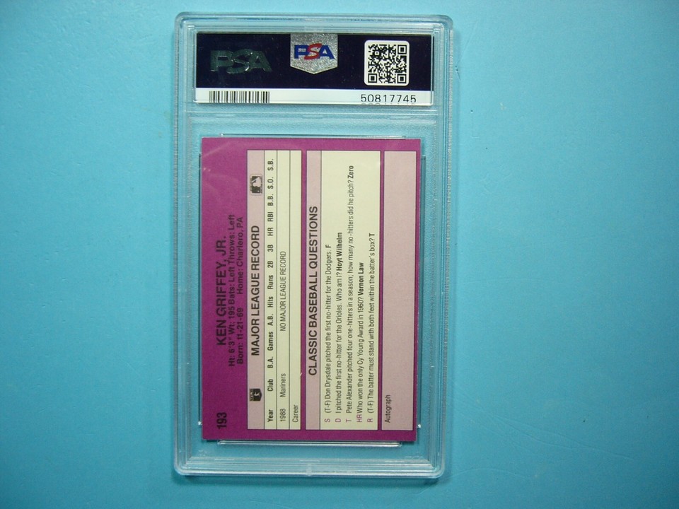 1989 CLASSIC TRAVEL MLB BASEBALL CARD #100T KEN GRIFFEY JR. ROOKIE RC ...