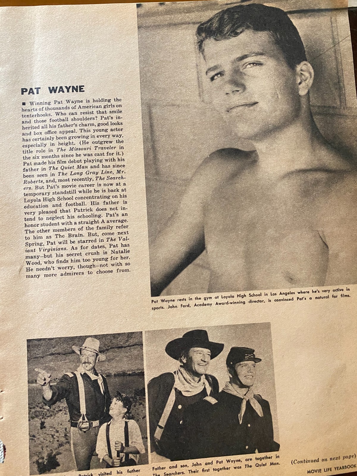 Patrick Wayne, Pat, Shirtless, Full Page Vintage Clipping | eBay