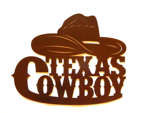 ~NEW~ 14ga. "TEXAS COWBOY HAT" Powder Coated Western Metal Art - 13" x ...