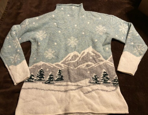 Cupcakes and Cashmere Sweater Snow Landscape Scene Rollneck Womens XL ...