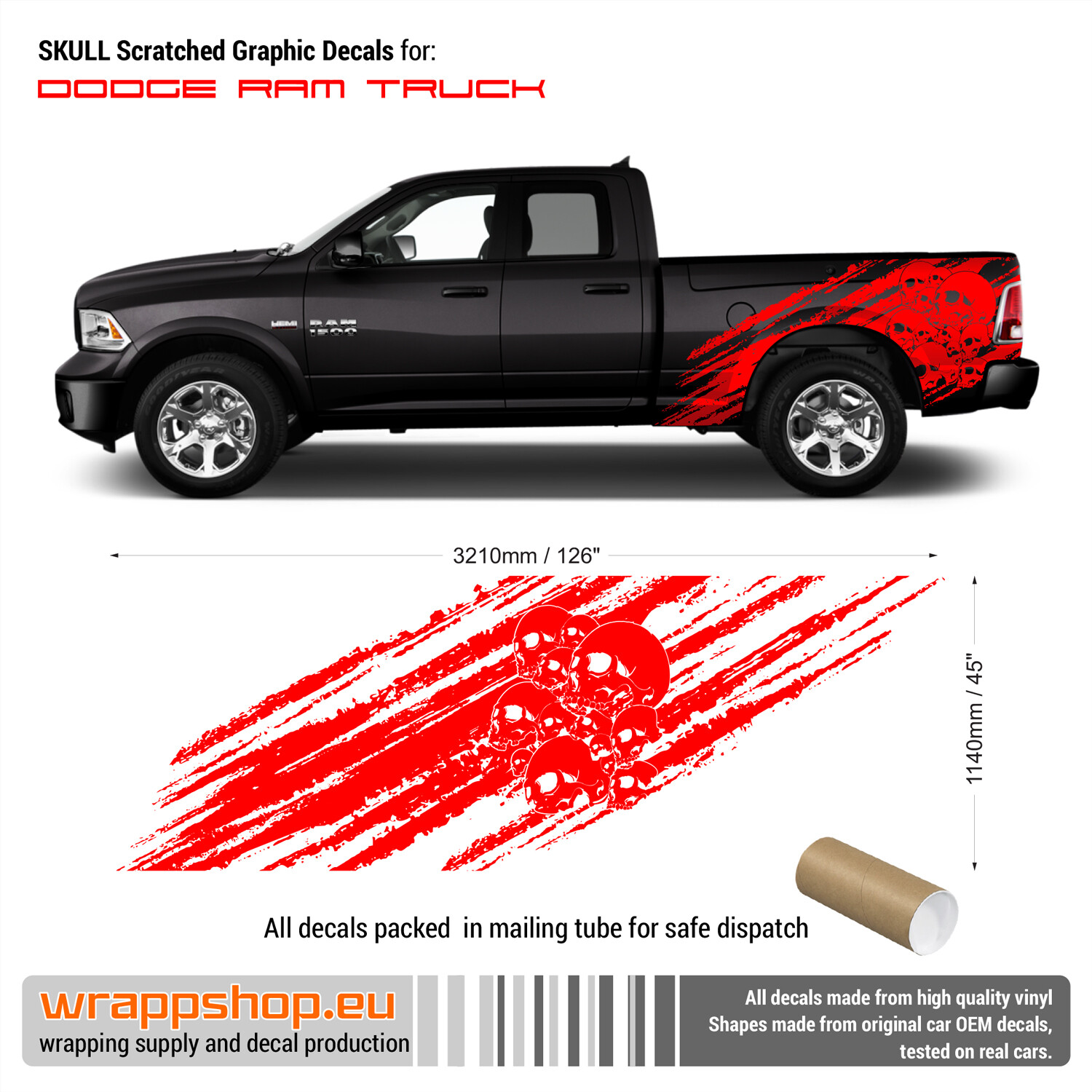 Skull Scratched side decals for Dodge RAM | eBay