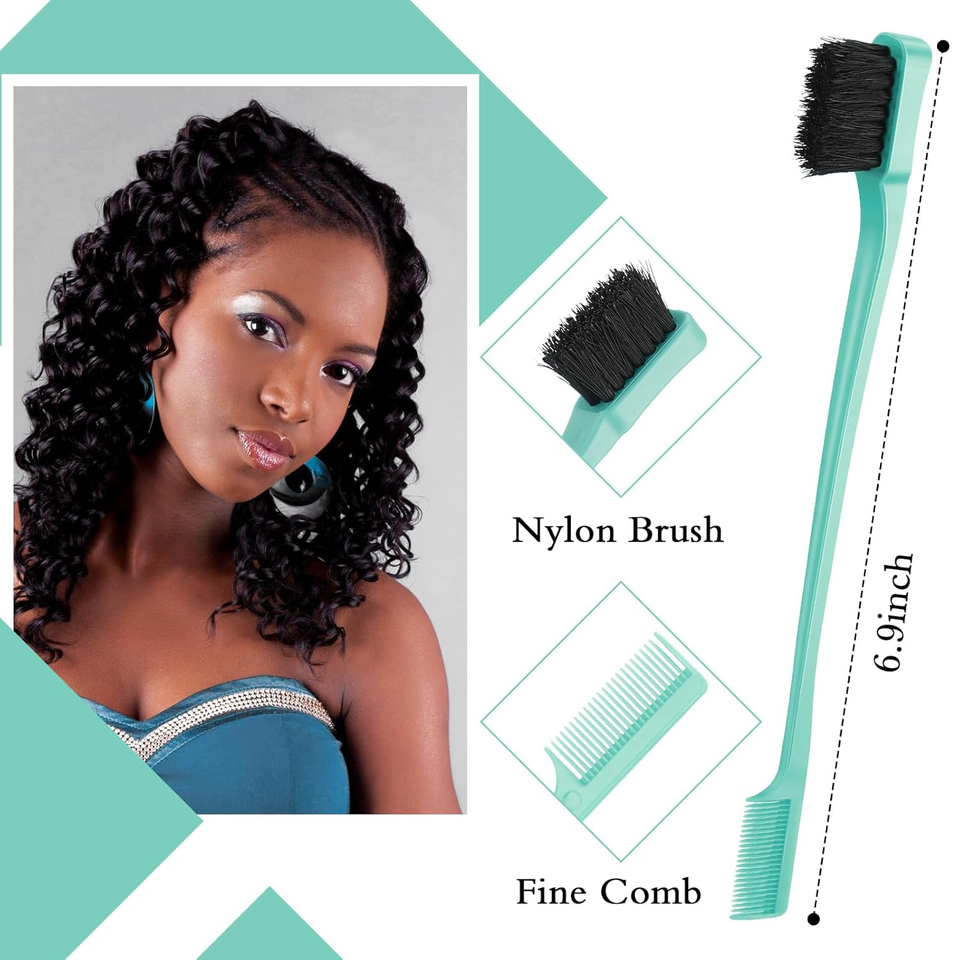 Geiserailie 3 Pcs Slick Back Hair Brush Set Bristle Brush Edge Control ...