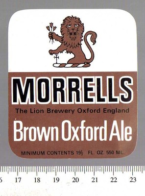 UK Beer Label - Morrells Brewery - Oxfordshire - Brown Oxford Ale ...