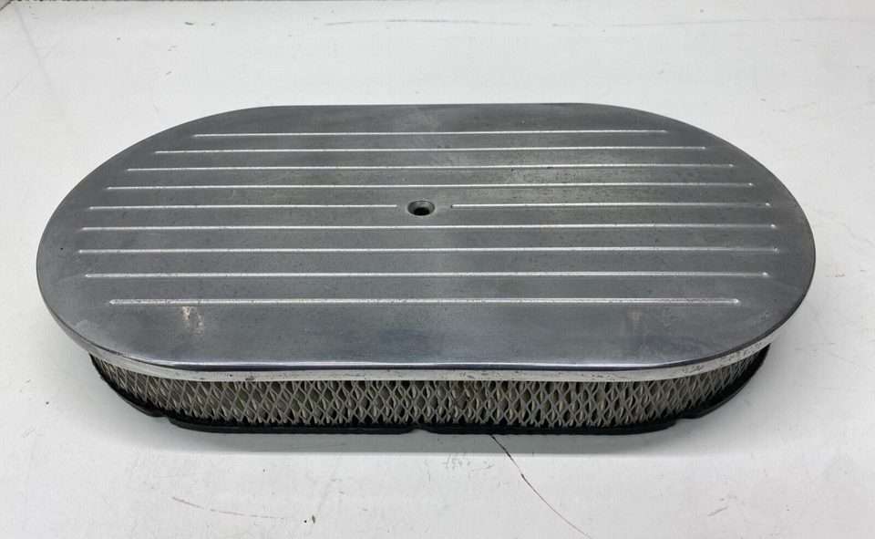 VINTAGE CUSTOM CAR TRUCK STREET ROD BILLET ALUMINUM OVAL AIR FILTER ...
