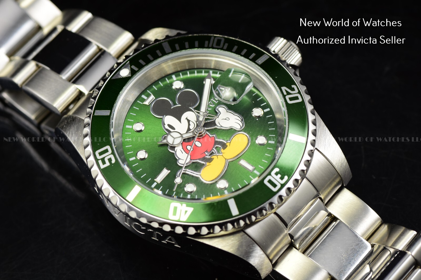Invicta Mens Disney Mickey Mouse Green Dial Quartz Lim Ed Steel 40mm ...