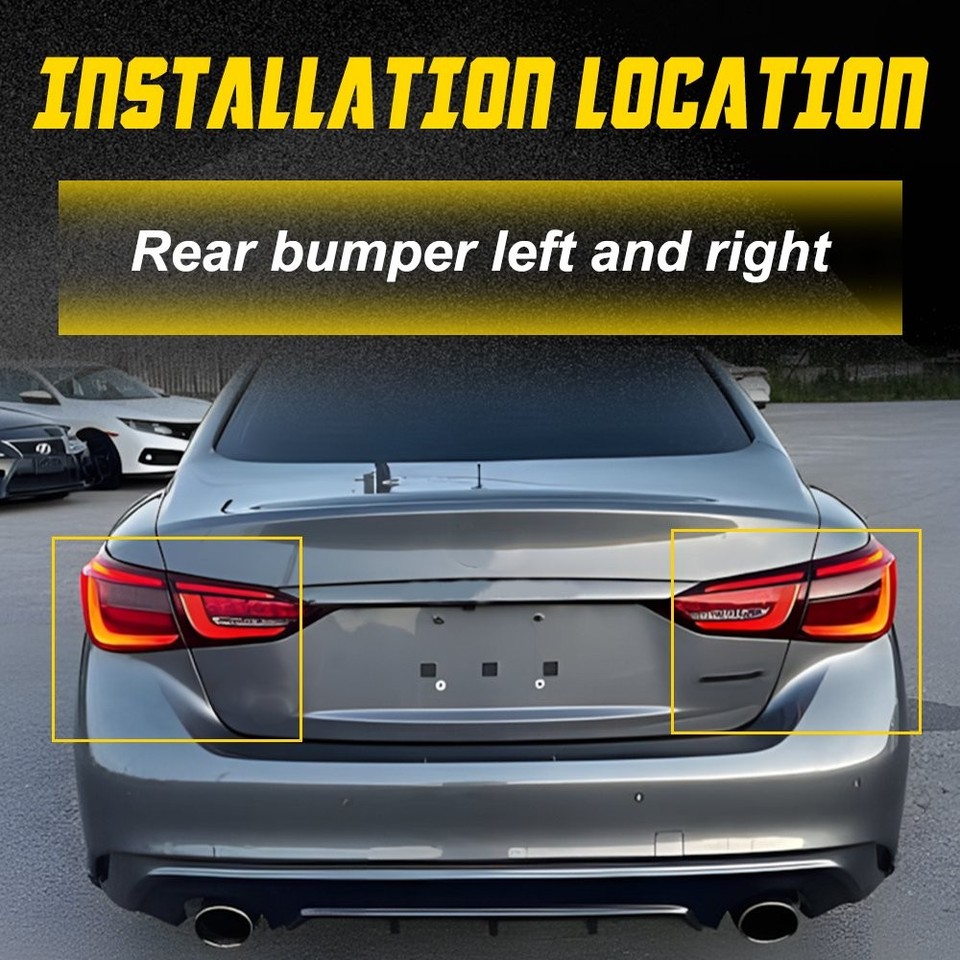 2X Rear Side Lower Bumper Bracket Black For 2016-2023 Infiniti Q50 Red ...