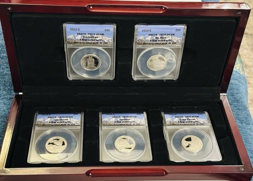 2010-S Proof NP Quarters 5 Coins Set ANACS PR70 DCAM In A (Wooden Box ...