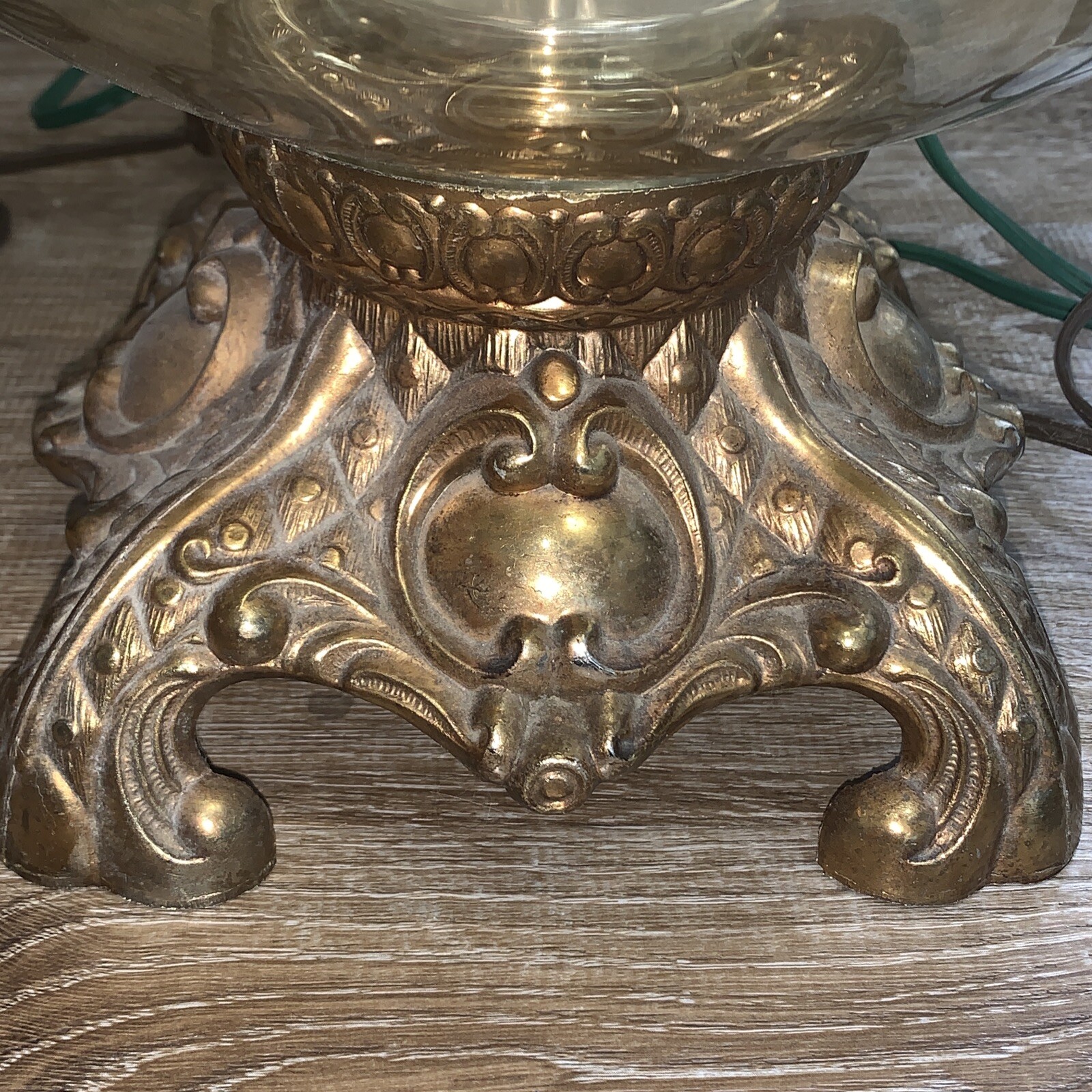 Huge Pair Set Vintage Falkenstein glass lamps w/Painted roses 3-way NO ...