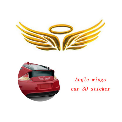 Self Adhesive Sticker Chrome Gold Halo And Angel Wings Car Badge 3D ...